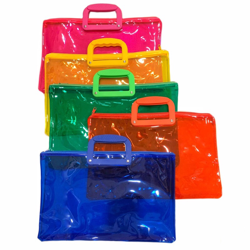 Long Zippered colored plastic Envelope with handle (random color ...