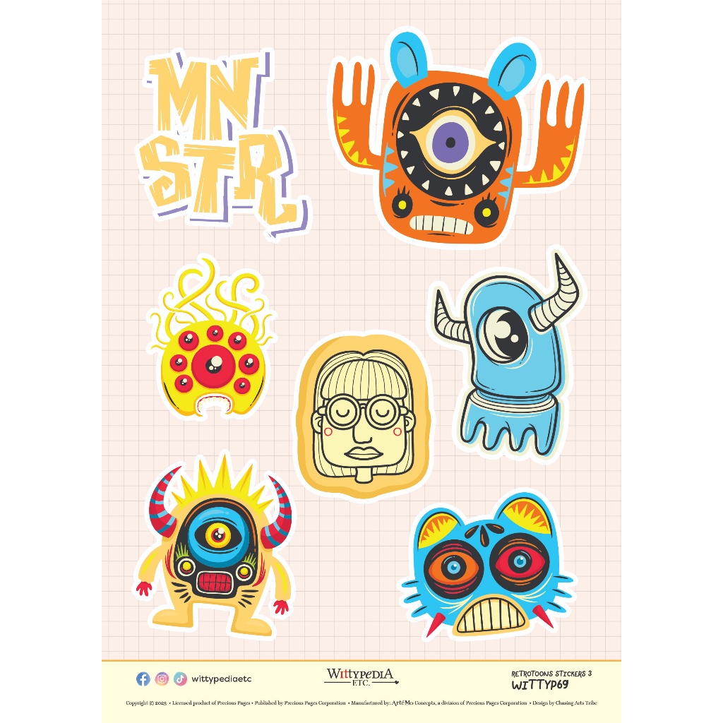 RETROTOONS LARGE KISS CUT STICKERS HIGH GLOSS STICKER SPECIAL ...