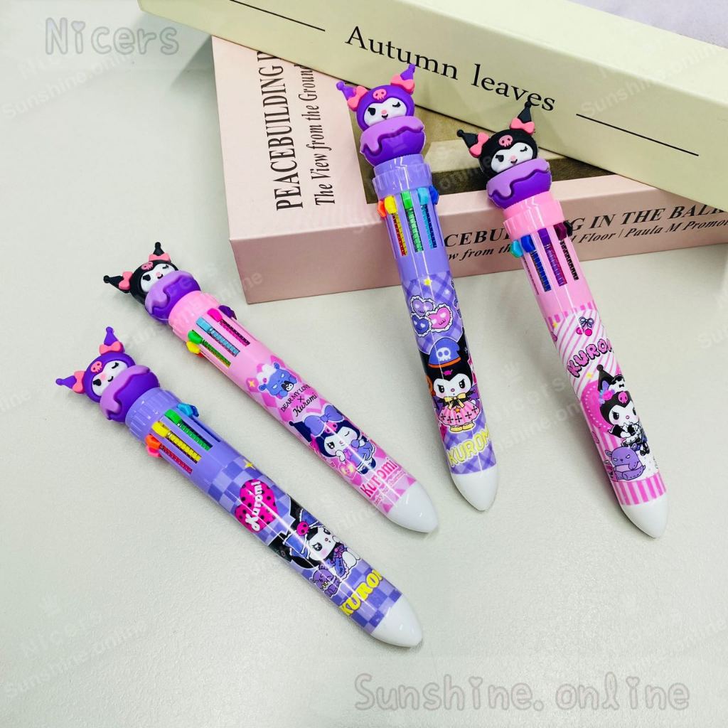 10in1 Colors Ballpoint pen Kuromi labubu stitch Bear Multicolored press ...