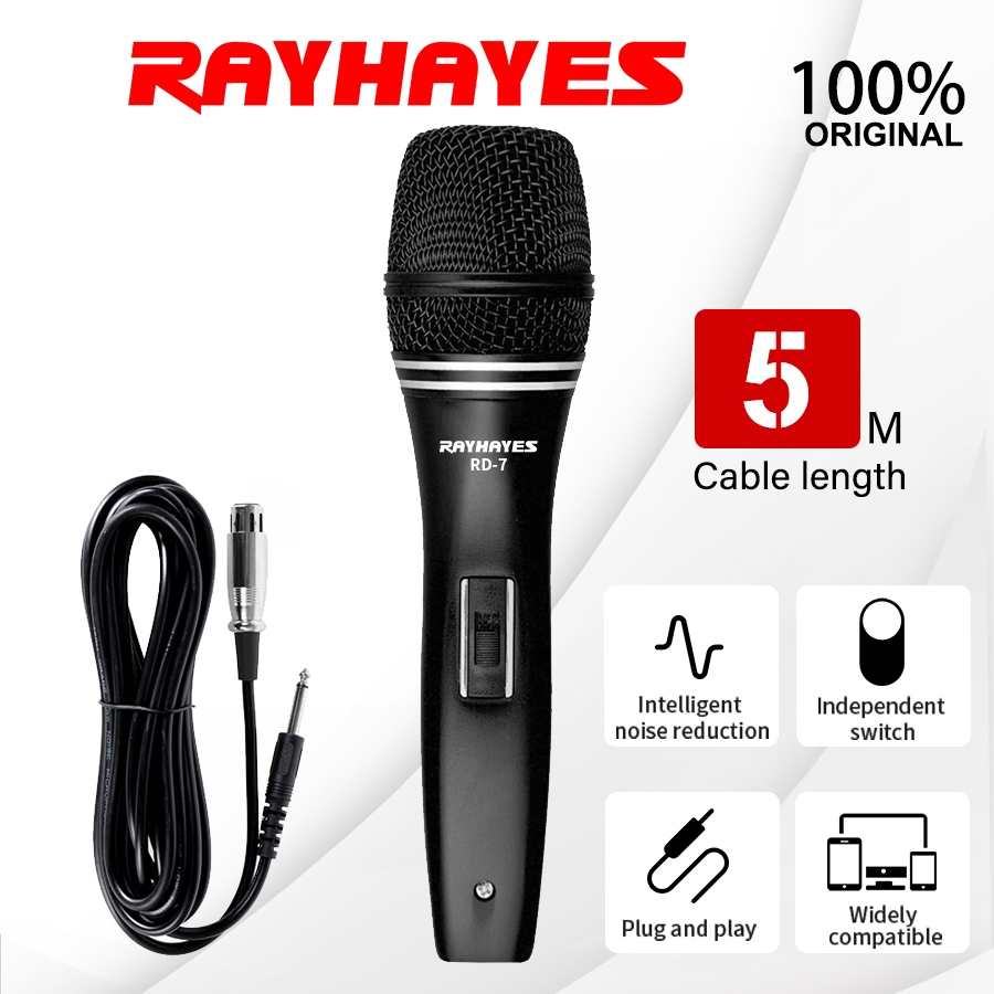 RAYHAYES Wired Microphone Anti-Howling Full Metal Dynamic Karaoke Stage ...