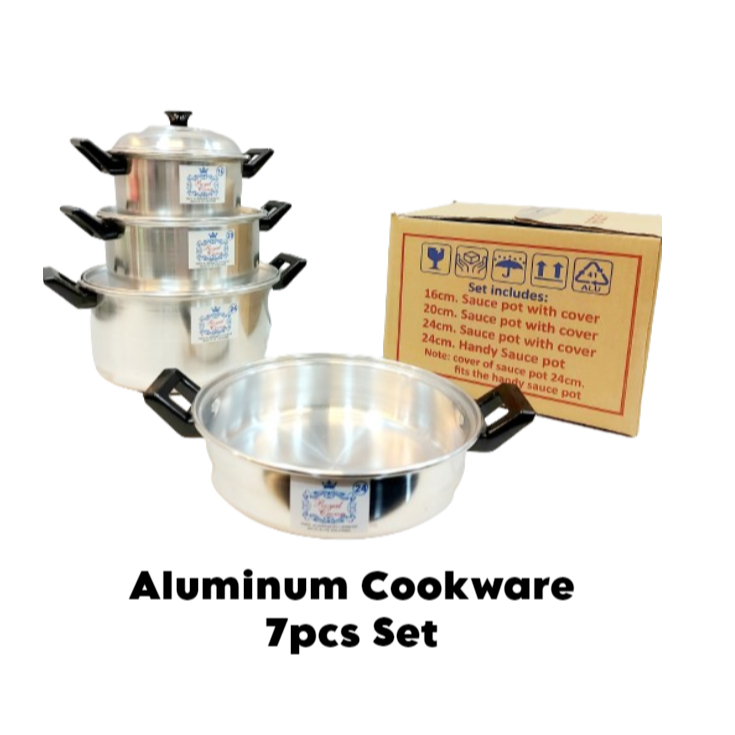 7-Piece (3 sets + 1 pot) Set Royal Crown Aluminum Cooking Pot/Kaldero ...