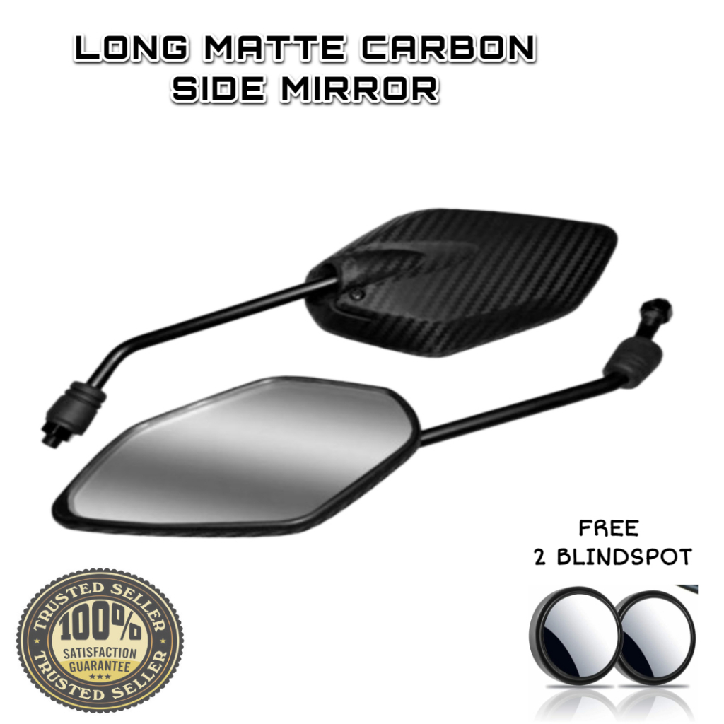 MOTORSTAR Nicess 110 - MOTORCYCLE SIDE MIRROR MATTE CARBON LONG STEM ...