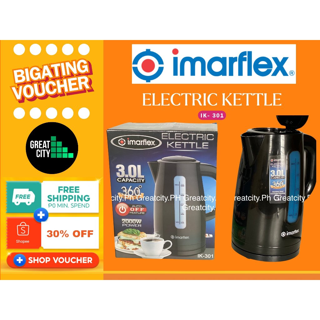 Imarflex Electric Kettle IK-301 3.0L Black | Shopee Philippines