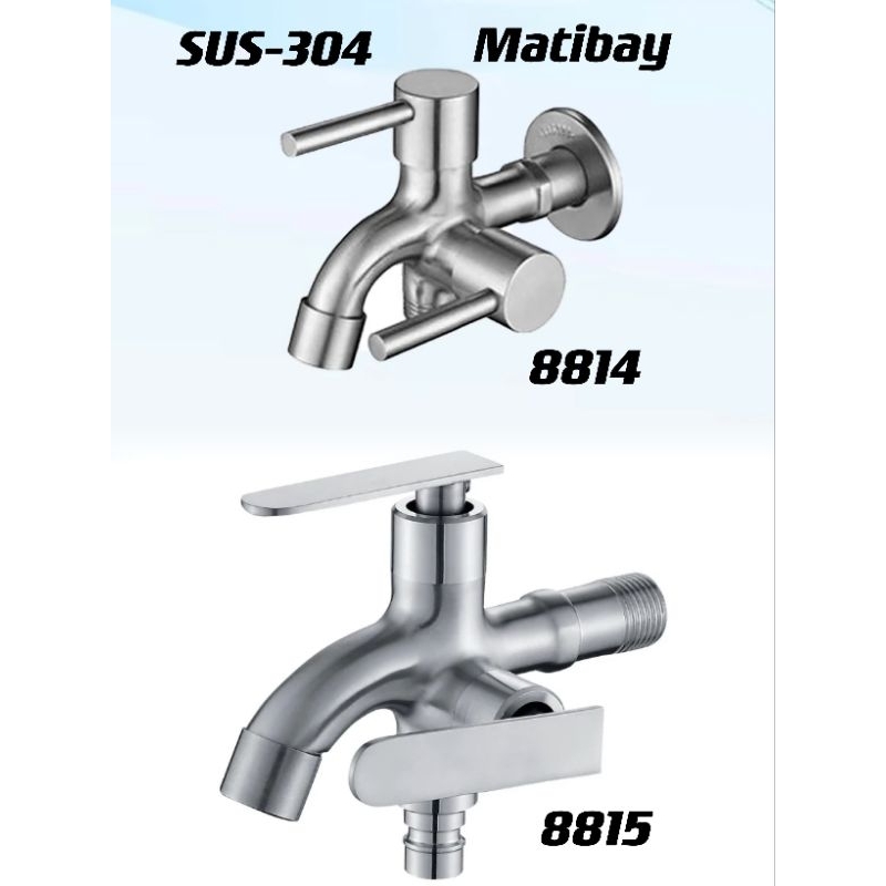 SUS304 Two Way Faucet Valve Bathroom Kitchen Wall Mounted Faucet 1 in 2 ...
