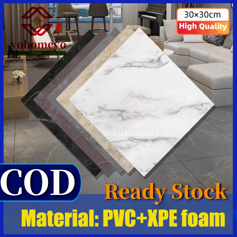 【COD】PVC+XPE foam tiles Flooring self adhesive Marble Floor Stickers Self Adhesive tile for ...