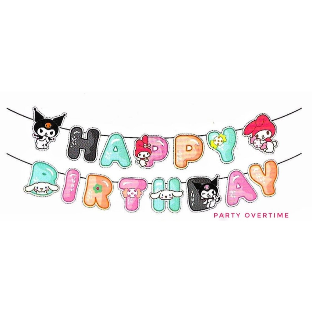 Kuromi & Friends Happy Birthday Banderitas Banner Party Decor | Shopee ...