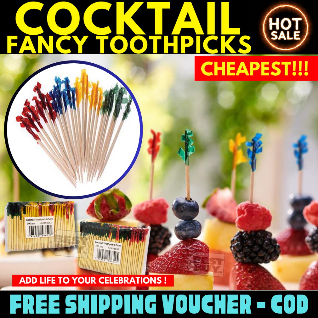 Cocktail Fancy Toothpicks for mini burgers, fruits, sandwiches | Shopee ...