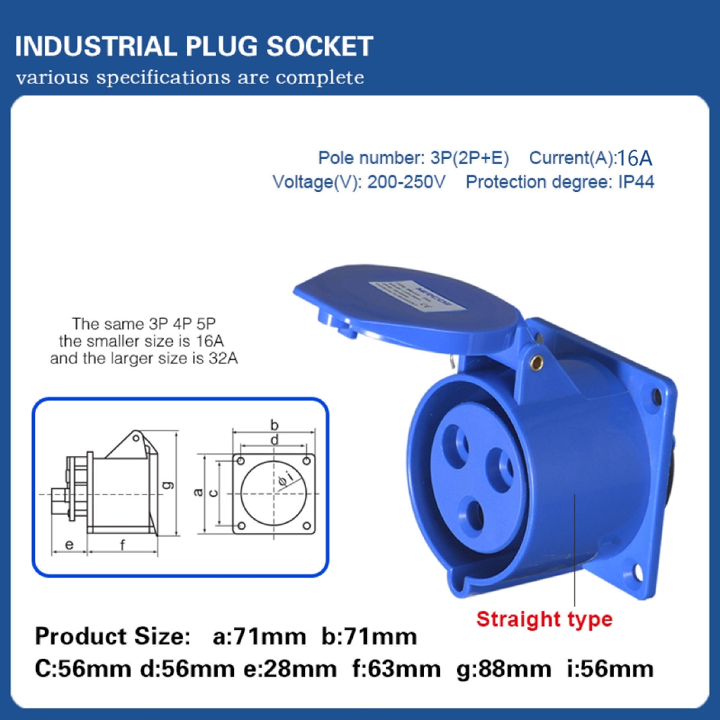 Electrical Industrial Plug and Socket 16A/32A 3P 4P 5P IP44 Waterproof Plug and Socket | Shopee ...