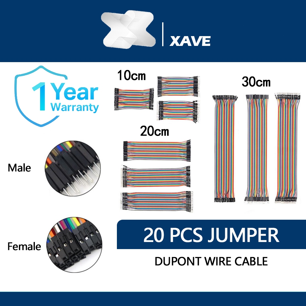 20pcs 10cm 20cm 30cm Breadboard connecting Jumper Wires Dupont Wire ...