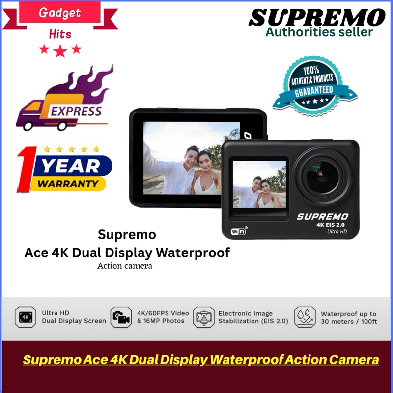Supremo Ace 4000K Dual Display Waterproof Action Camera | Shopee ...