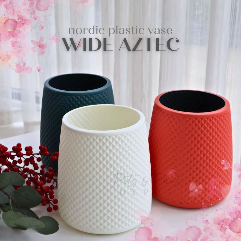 Nordic Plastic Vase- Wide Aztec Design | Shopee Philippines