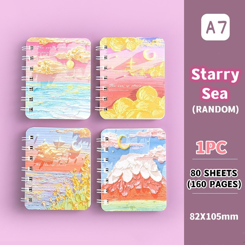 A5 oil painting coil notepad flip spiral notebook ins style Landscape ...