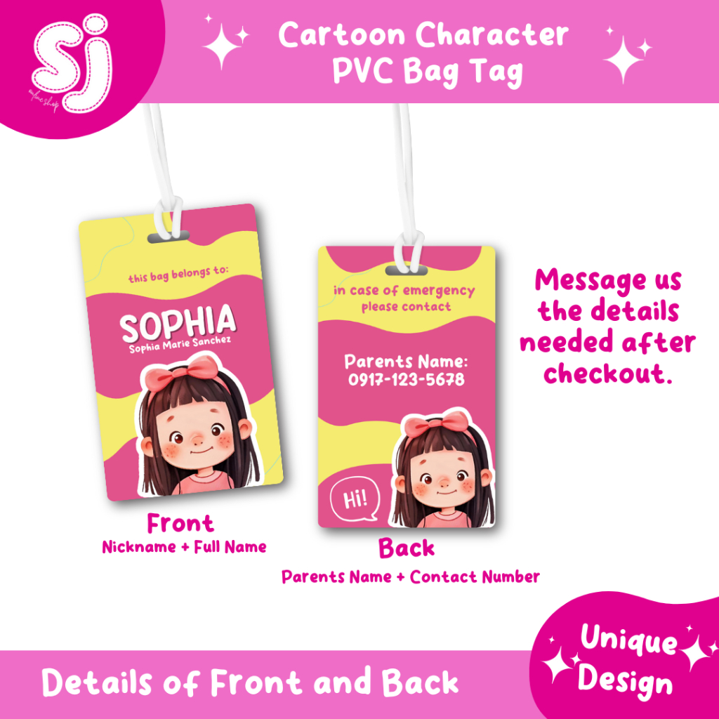 PVC PERSONALIZED BAG TAG FOR KIDS | BACK TO SCHOOL BAG TAG | LUGGAGE ...