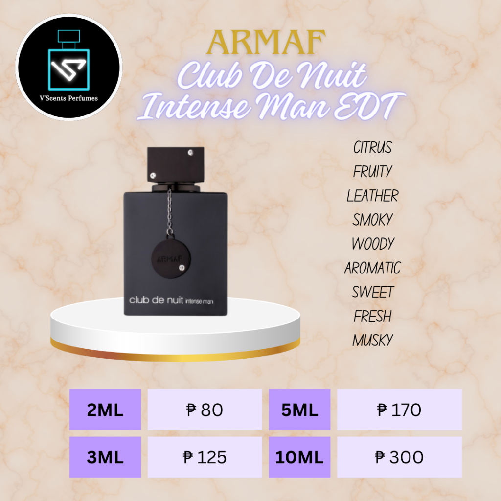[ Armaf ] Club De Nuit Intense Men EDT Decant (Aventus Dupe) | Shopee ...