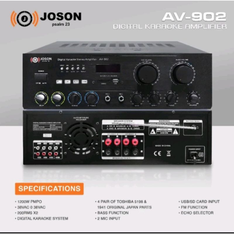 JASON AMPLIFIER AV-902 Digital Karaoke Amplifier 1200W | Shopee Philippines