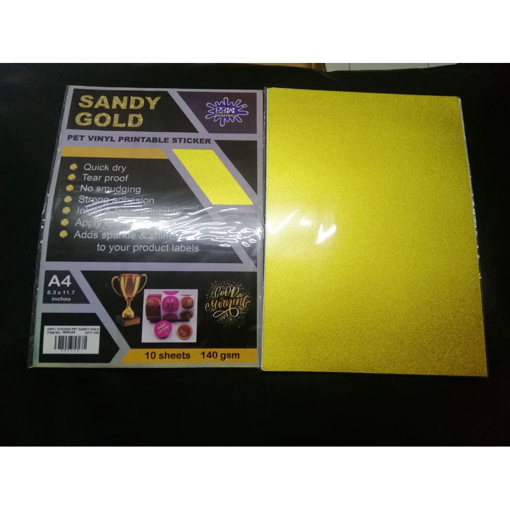 Sandy Gold Printable PET Vinyl Sticker Inkjet & Laser Friendly, Vinyl ...
