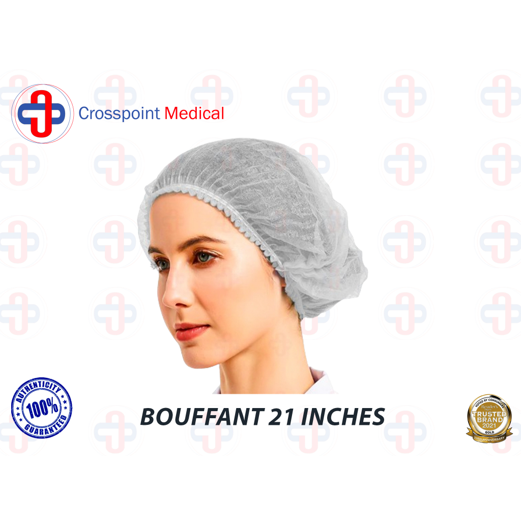 Crosspoint Disposable Bouffant Cap 21 Inch Headcap 100's | Shopee ...