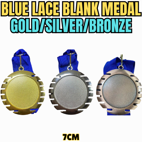 Blank medals with Blue Lace 6.5cm Gold/Silver/Bronze | Shopee Philippines