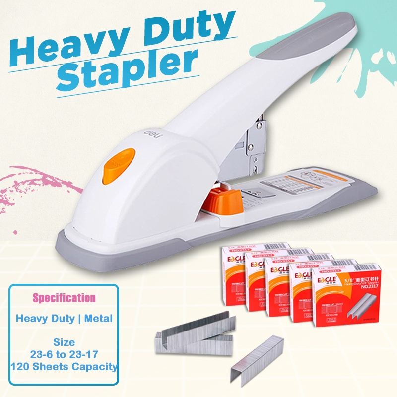 Deli Heavy Duty Stapler with 16mm Staple Wire 120 Punching Sheets ...