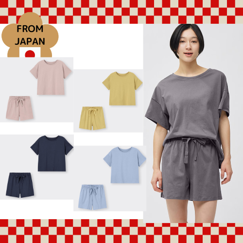 GU Cotton Color Lounge Set Short Sleeves & Shorts【Direct from Japan ...