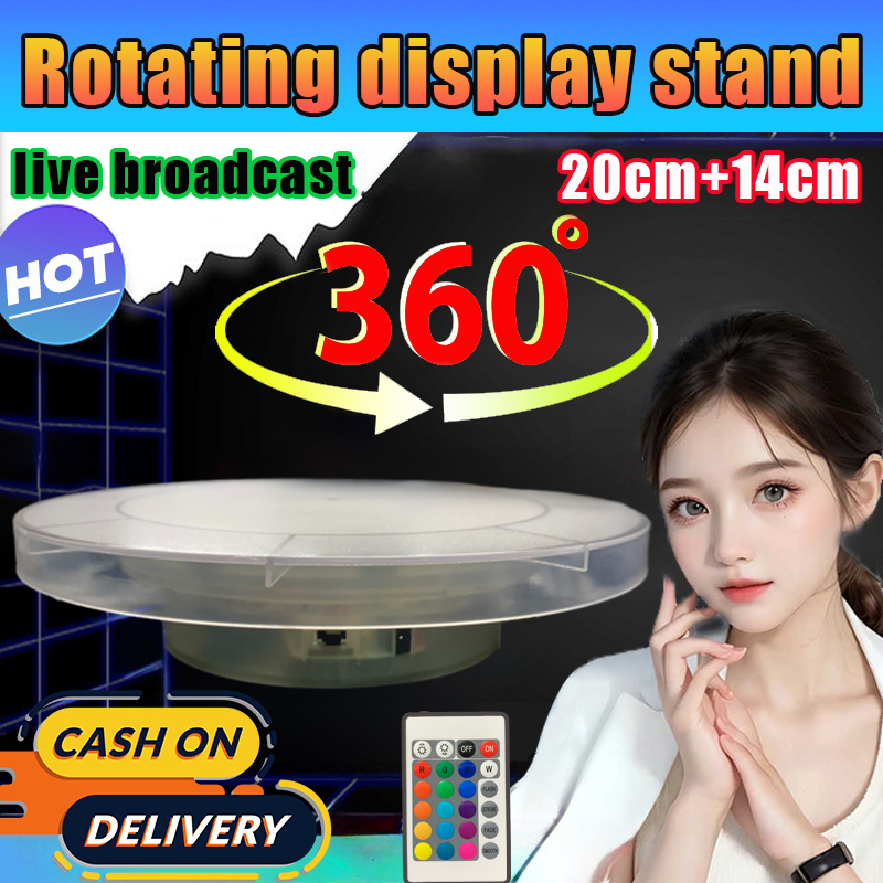 LED Rotating Display Stand Transparent Rechargeable Electric 360 Degree ...