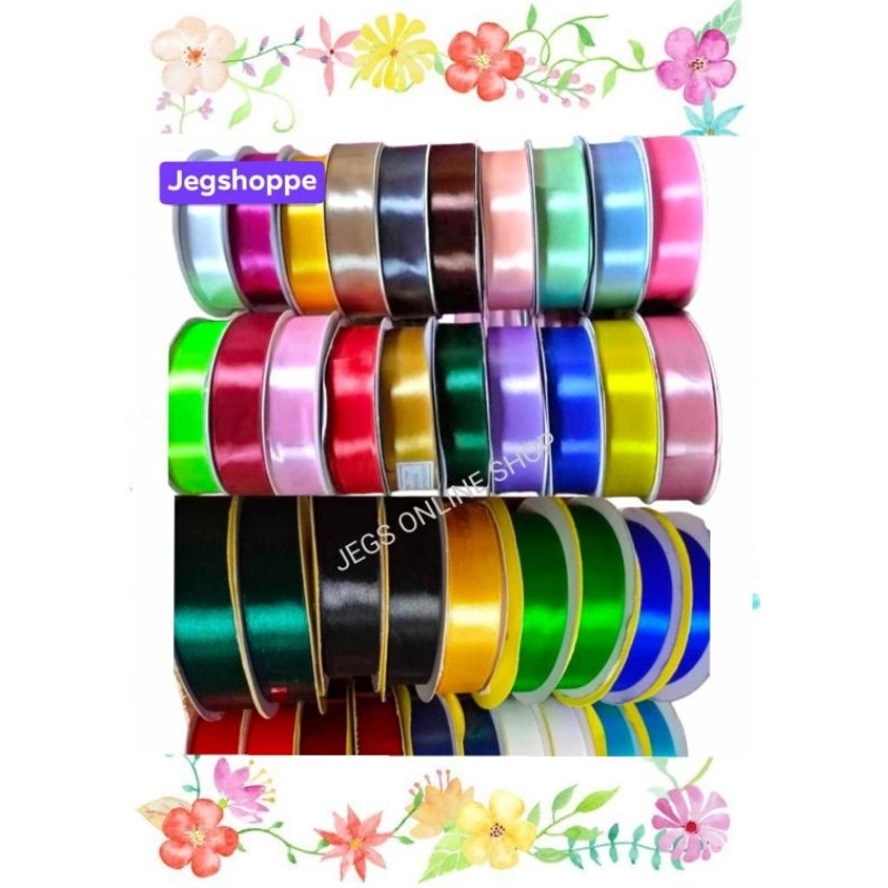 Satin Ribbon Double Edge 1 inch SATIN RIBBON 50 yards per roll | Shopee ...