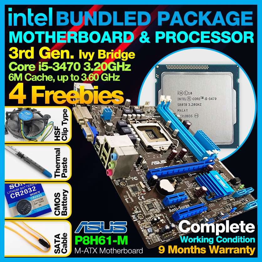 2nd, 3rd Gen. Intel Processor & Motherboard Bundle Package with 4 Free ...