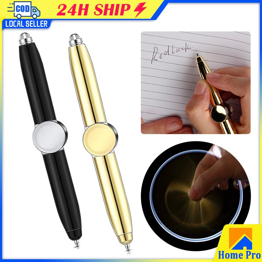 Gyro Pen Spinner LED Light Ballpoint Pen Finger Rotate Luminous Pens ...