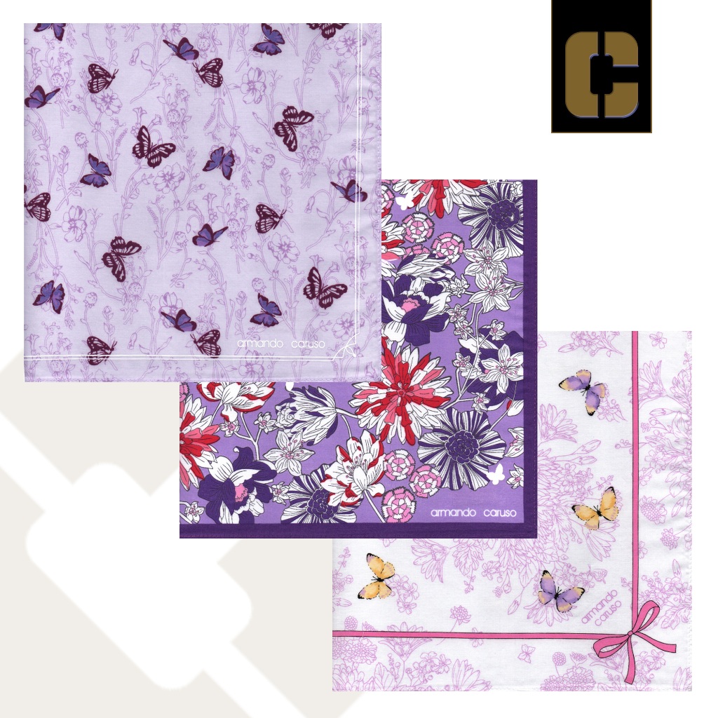 Caruso Ladies' Printed Handkerchief Collection 17"x17" - set of 3 pcs ...