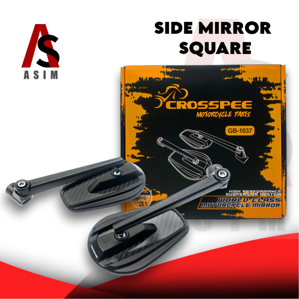 ASIM MOTORCYCLE CROSSPEE SQUARE SIDE MIRROR UNIVERSAL MADE IN THAILAND ...