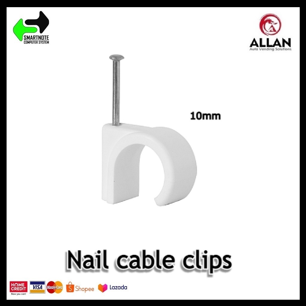 Allan 100pcs. Nail flat clips cable ties round steel nail cable clips ...