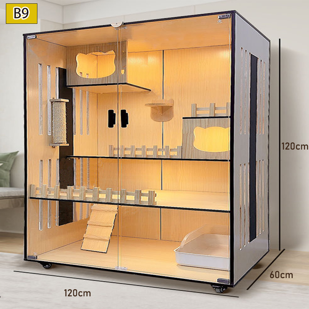 F&G Cat Cabin Solid wood cat cage Cat Bed large Display cabinet multi ...