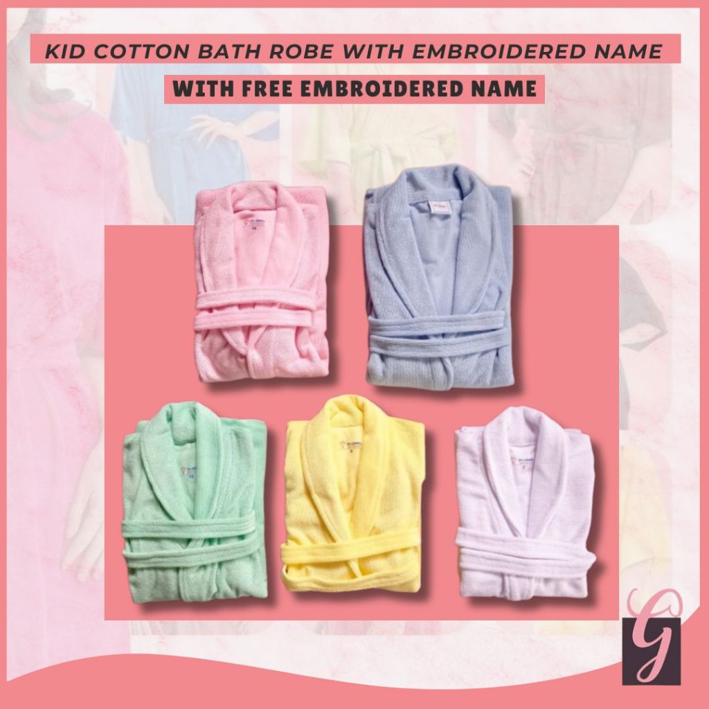 G&G | Personalized kids bath robe with free embroidered name cotton ...