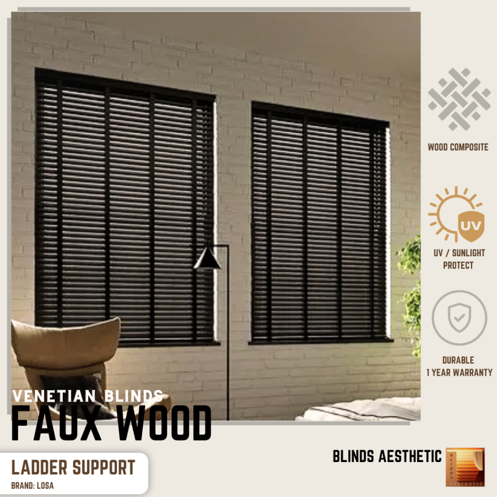 FAUX WOOD Venetian Blinds (LADDER TYPE SUPPORT)LOSA - we customize size ...
