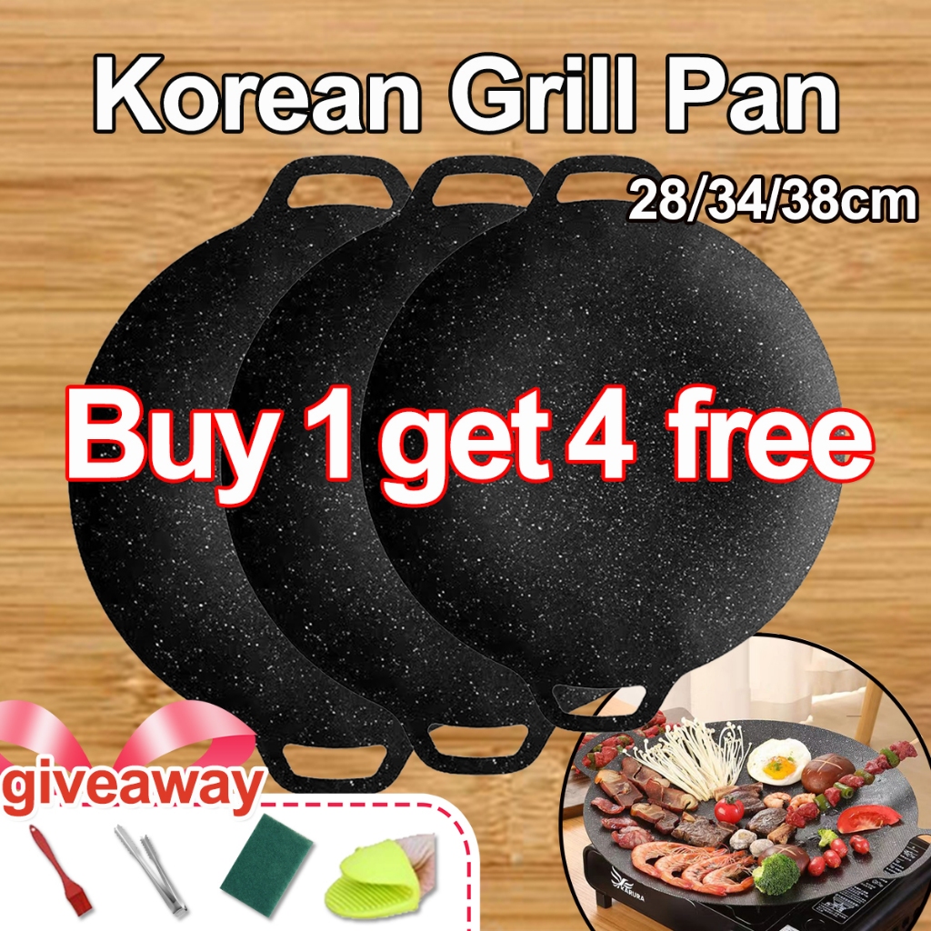 Korean Grilling Pan Non-stick Oil Frying Baking Pan Outdoor Camping ...