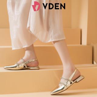 VDEN Pointed Toe Sling Back Flat with Straps Gems 8930-8 Flat ...