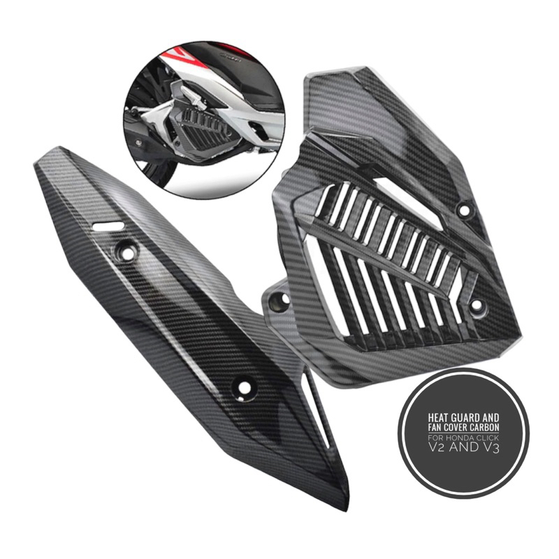 HONDA CLICK V2 and V3 RADIATOR COVER AND HEAT GUARD COVER (SET) CARBON ...
