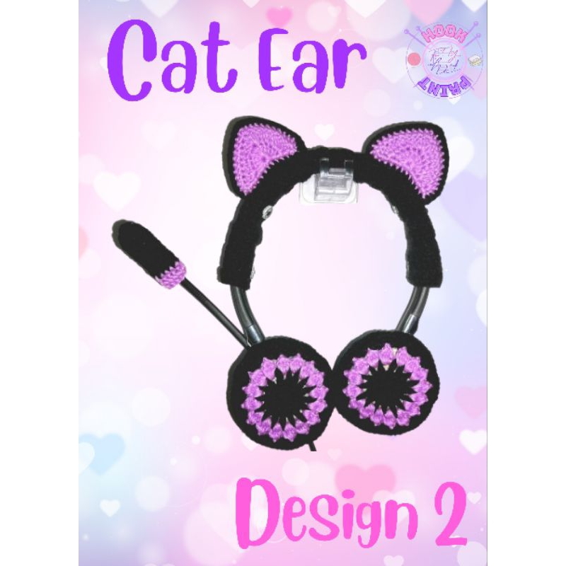 Crochet Headset cover set / Ear cushion / earmuffs (Cat ear 2) | Shopee ...
