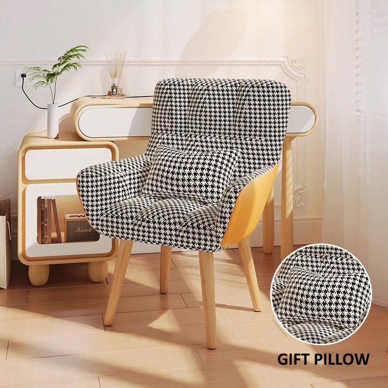 24H Spot Delivery Nordic Chair With Pillow White Rotatable Soft Solid ...