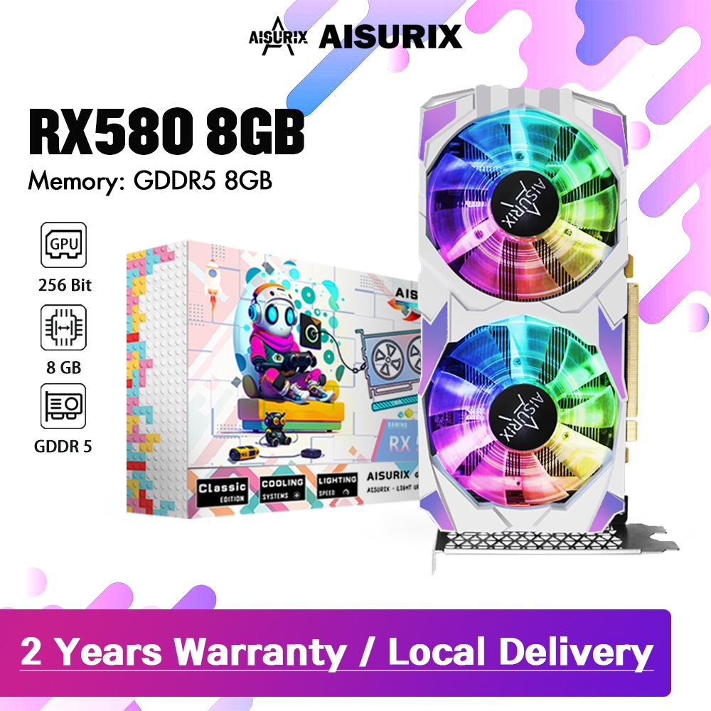 AISURIX Graphics Card RX 580 8GB GDDR5 256Bit 2084SP Computer GPU Video ...