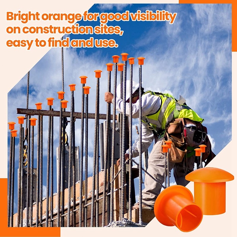 50 Pcs For Rebar 3 to 7, Orange Color Mushroom Rebar Cap Rebar Caps ...