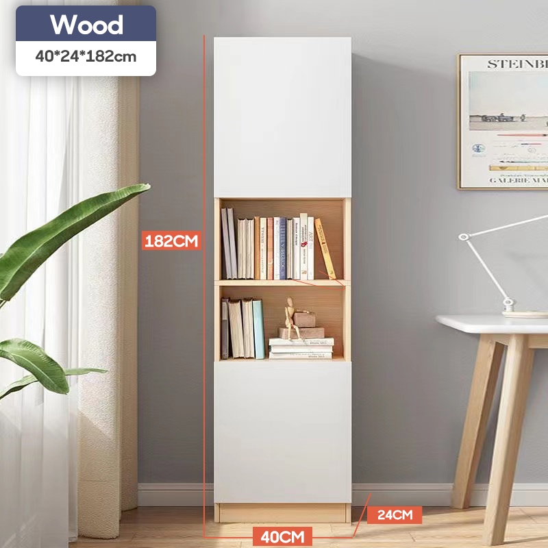 Column Bookcase Multilayer Storage Cabinet Shelf Wood Utility Cabinet ...