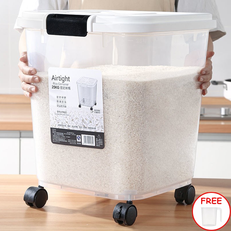 Rice dispenser 25 kg rice Storage airtight food Container Large ...