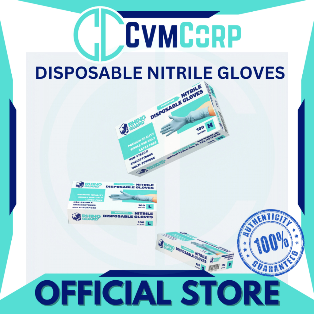 CVM-DISPOSABLE NITRILE GLOVES 100S/BOX PREMIUM QUALITY NON-STERILE ...