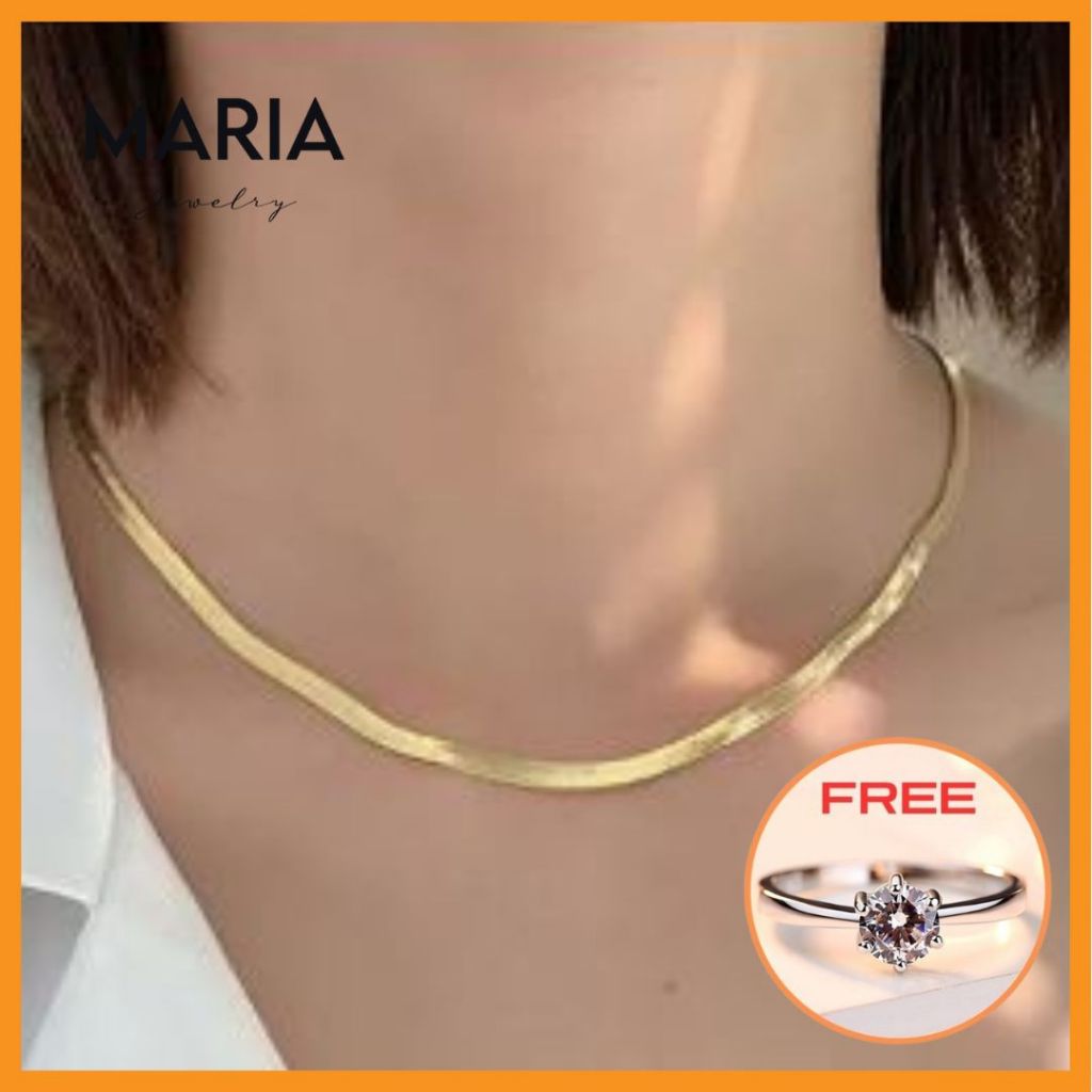 18k FLAT ROUND SNAKE BONE CHAIN NECKLACE GOLD PLATED STAINLESS STEEL ...