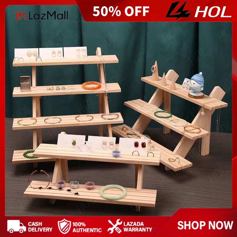 4-layer ladder display storage rack indoor and outdoor solid wood plant ...