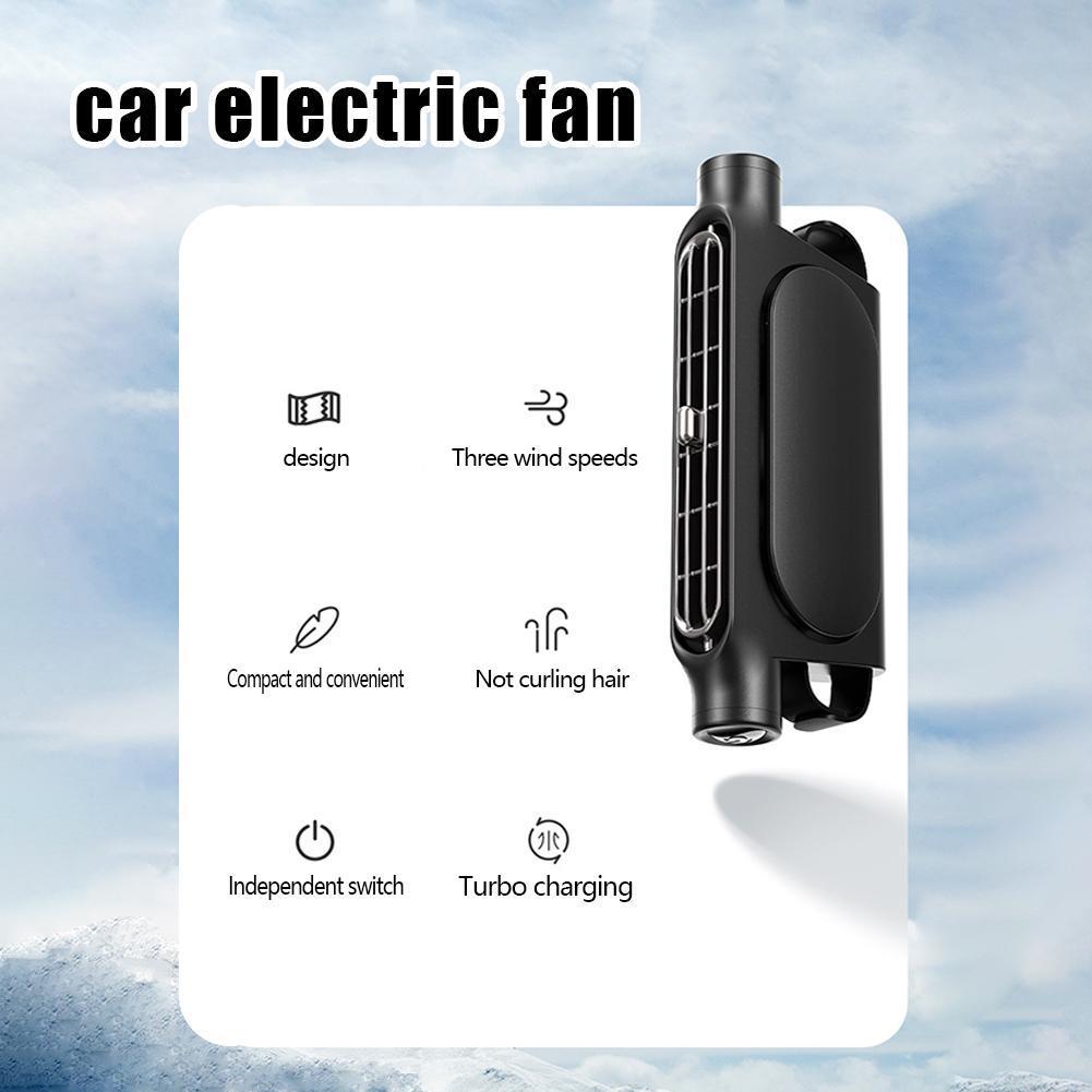 Car Rear Fan 360 Degrees USB Double-headed Fans 3 Speeds Wind Cars Back ...