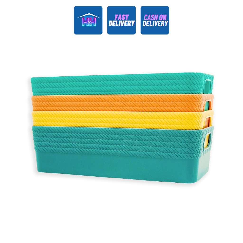 H&H Plastic Basket - with Design Plastic Baskets Storage Box Basket Bin ...