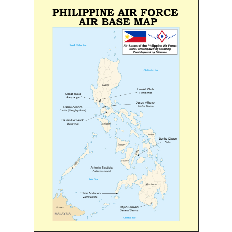 Philippine Air Force Air Base Map Waterproof A4 Laminated Chart ...