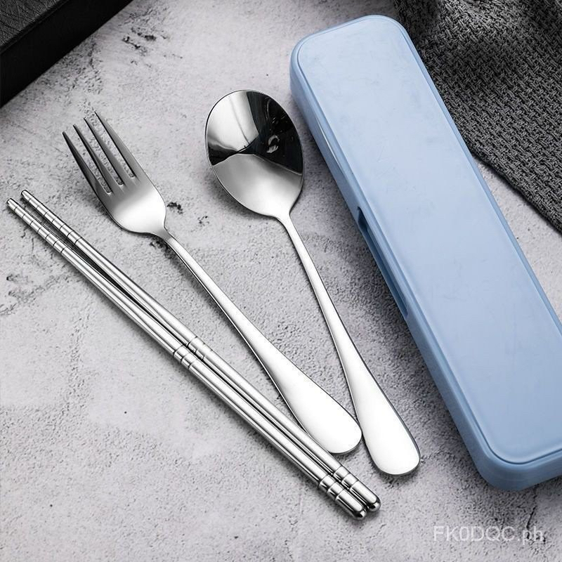 3in1 Portable Cutlery Set, 3-Piece Reusable Utensils Stainless Spoon ...